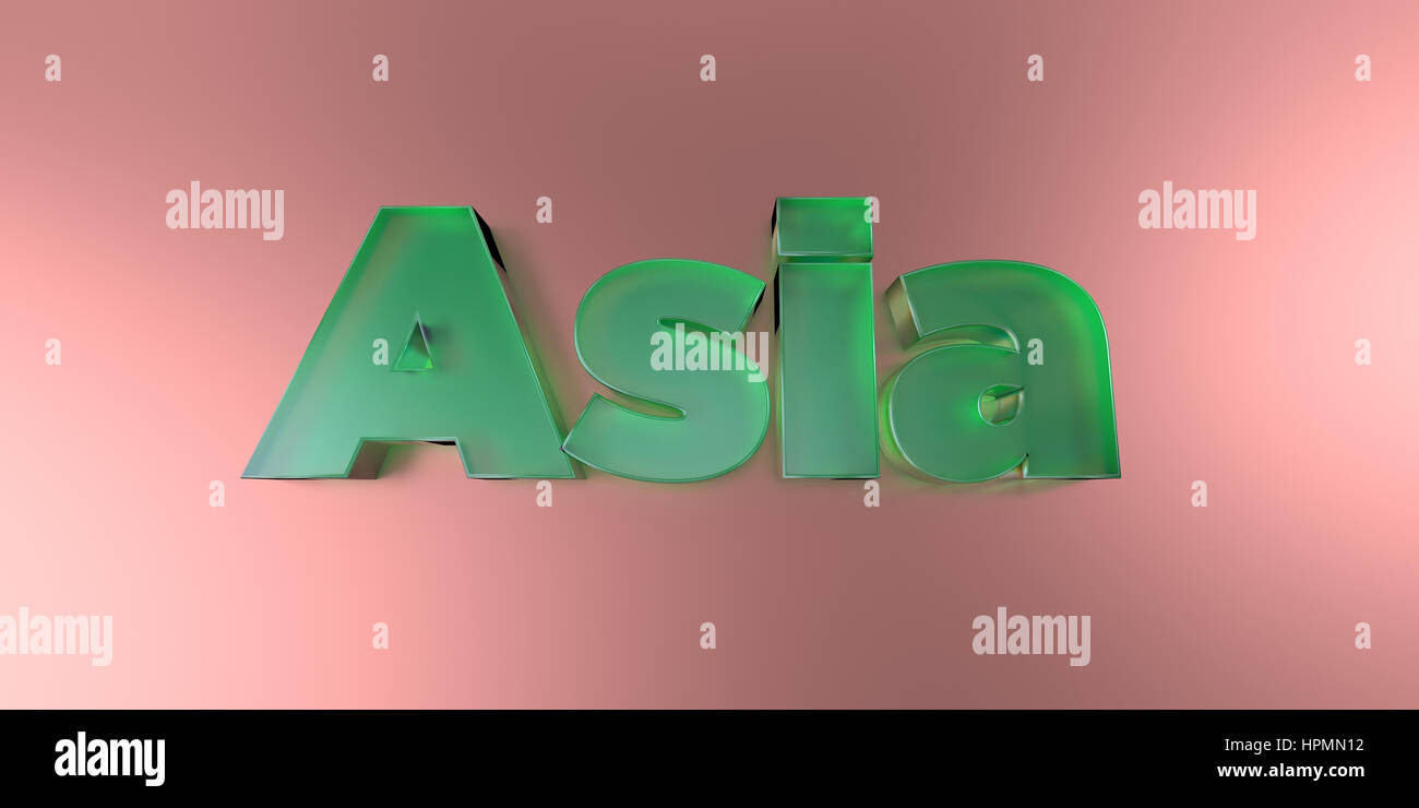 Asia - colorful glass text on vibrant background - 3D rendered royalty ...