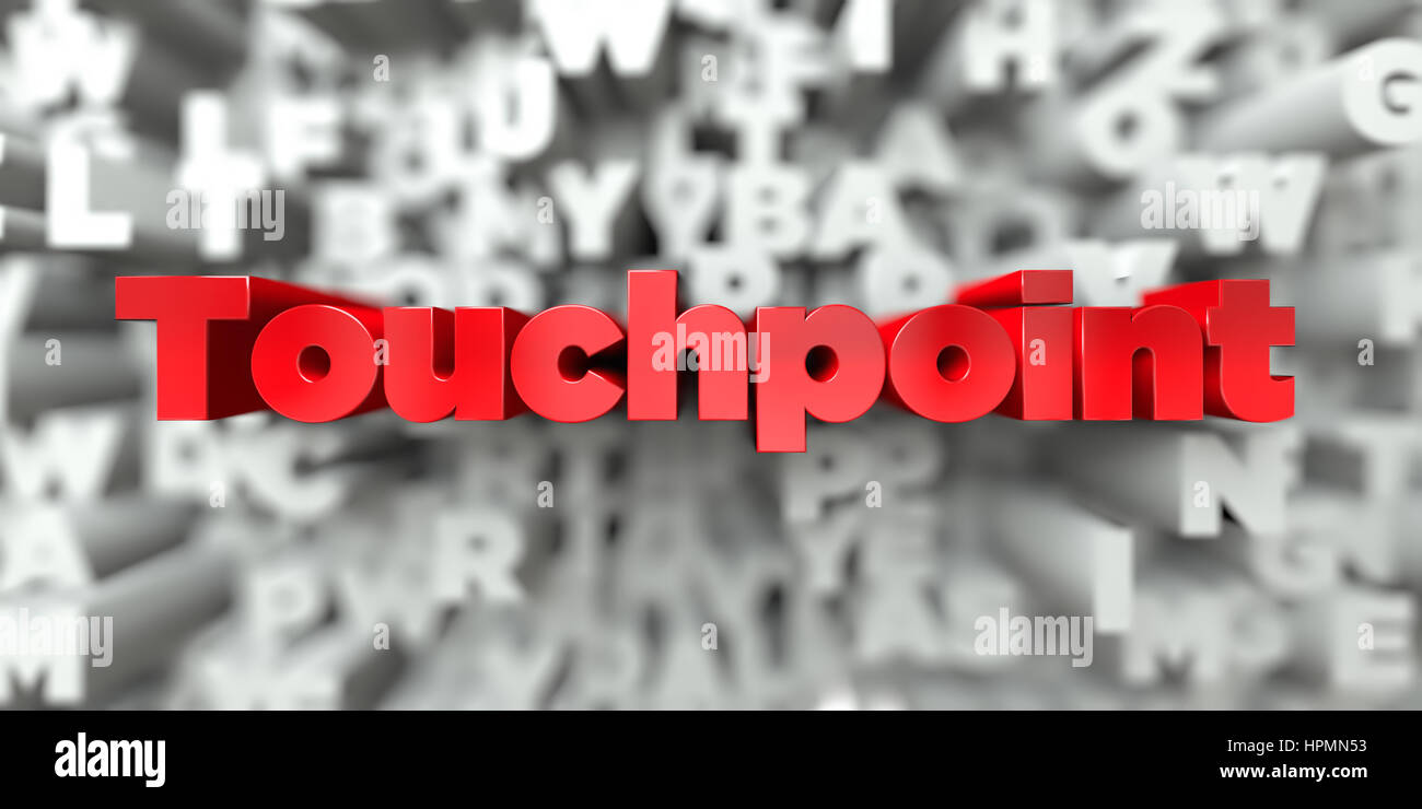 Touchpoint - Red text on typography background - 3D rendered royalty ...