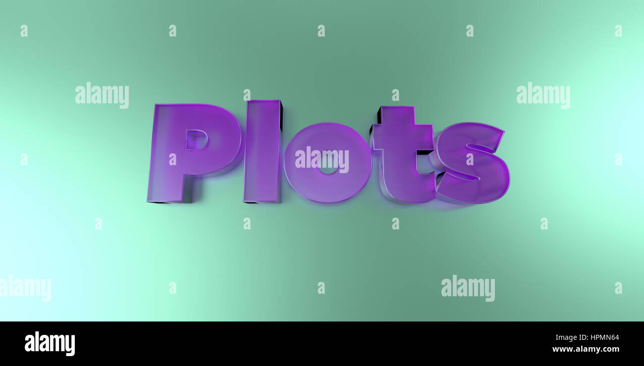 Plots - colorful glass text on vibrant background - 3D rendered royalty ...