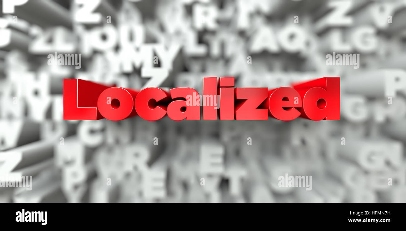 Localized - Red text on typography background - 3D rendered royalty ...