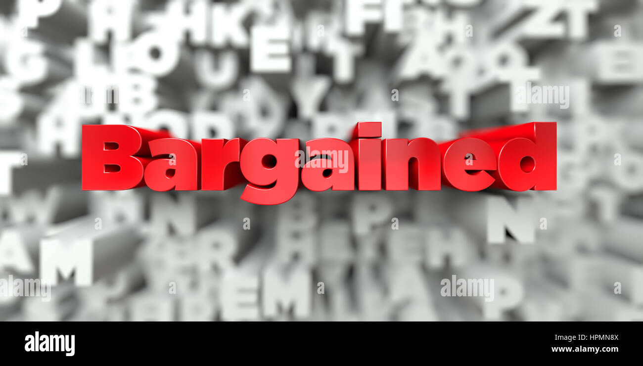 Bargained - Red text on typography background - 3D rendered royalty ...