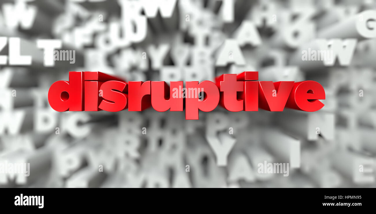 disruptive - Red text on typography background - 3D rendered royalty ...