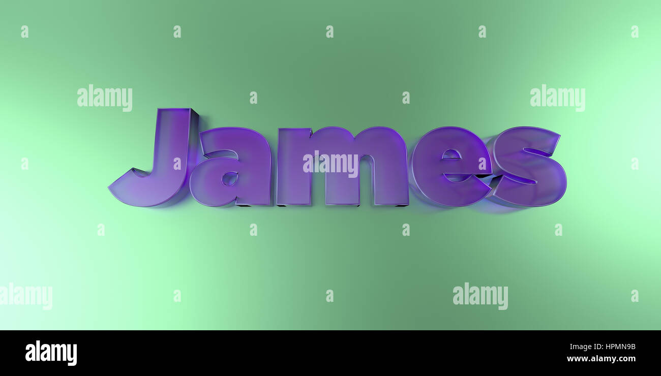 James - colorful glass text on vibrant background - 3D rendered royalty ...