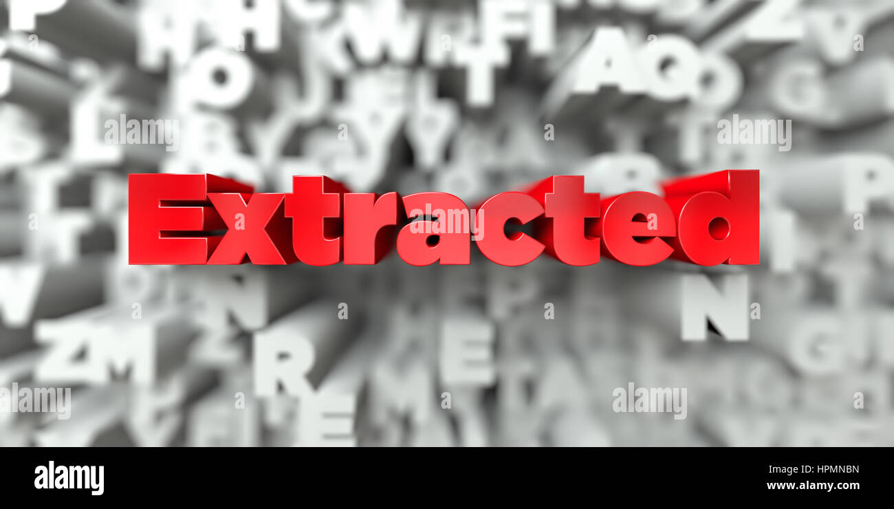 Extracted - Red text on typography background - 3D rendered royalty ...
