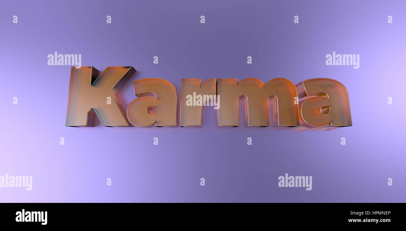Karma - colorful glass text on vibrant background - 3D rendered royalty ...