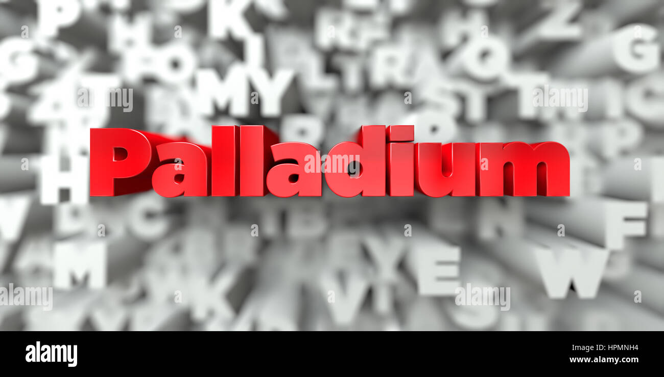 Palladium - Red text on typography background - 3D rendered royalty ...