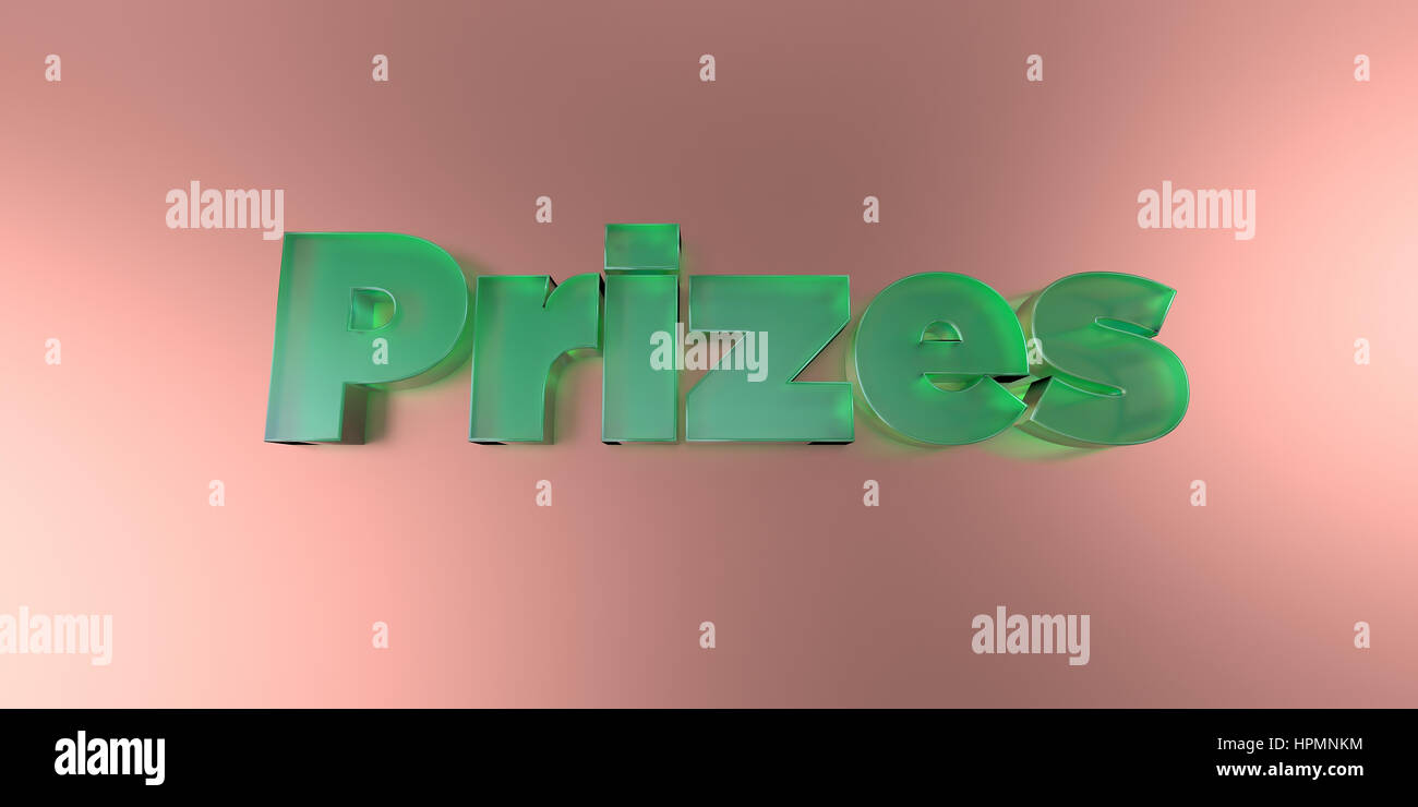 Prizes - colorful glass text on vibrant background - 3D rendered ...