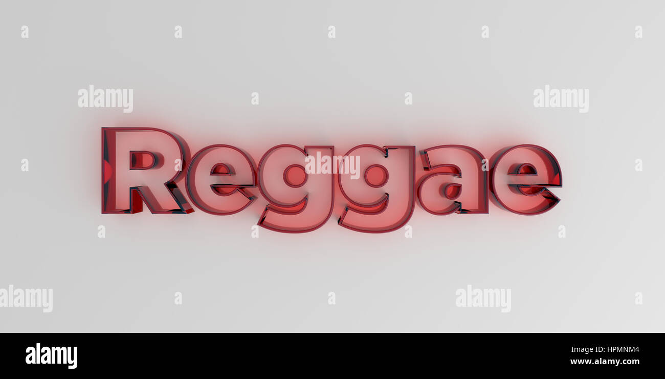 Reggae - Red glass text on white background - 3D rendered royalty free ...