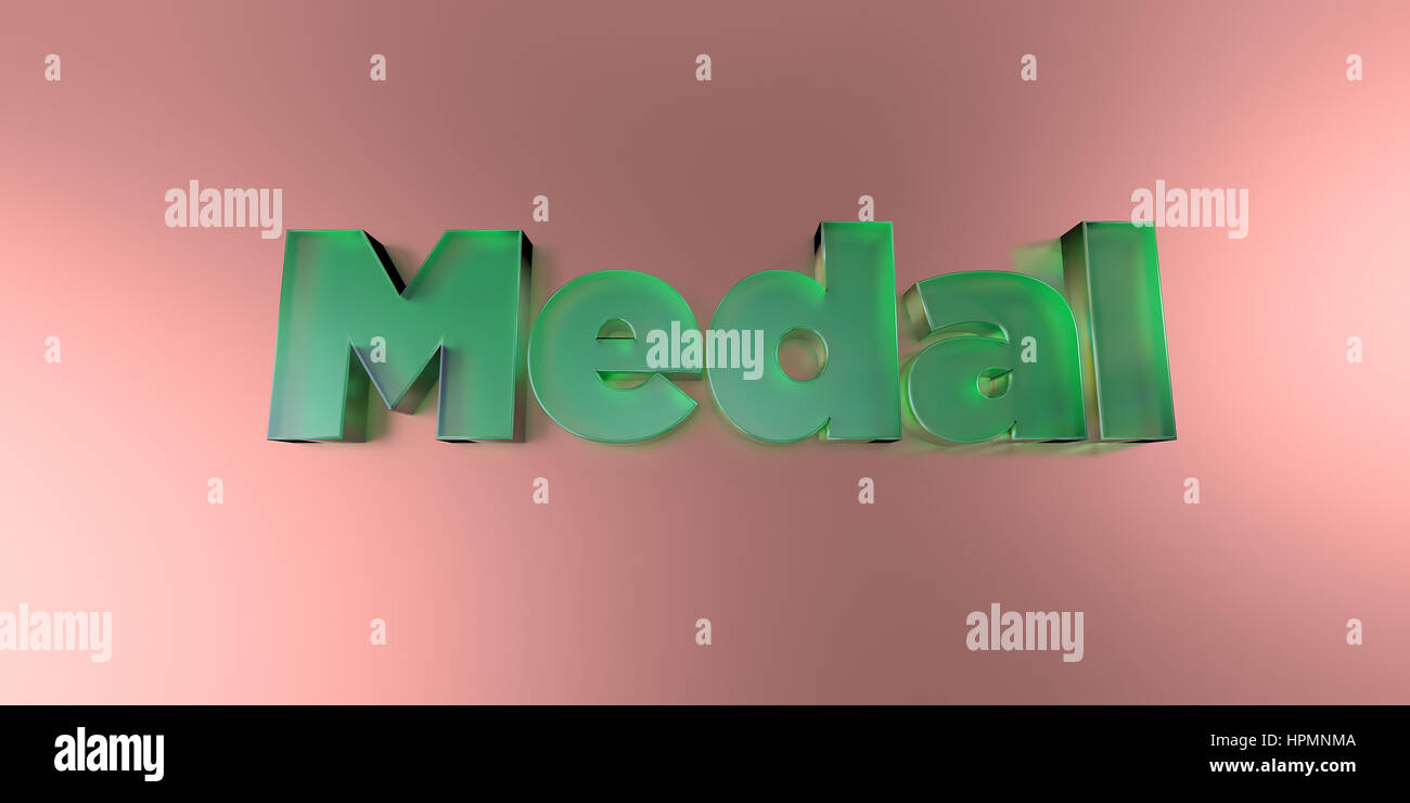 Medal - colorful glass text on vibrant background - 3D rendered royalty ...
