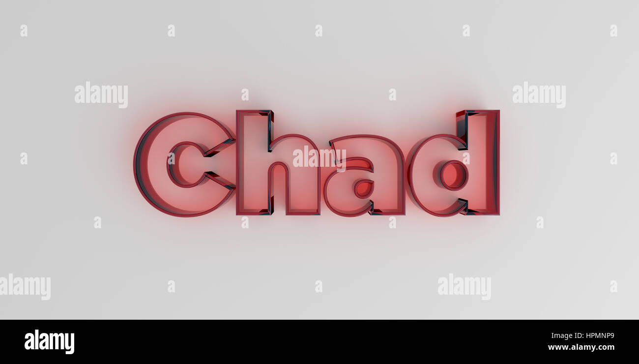 Chad - Red glass text on white background - 3D rendered royalty free ...