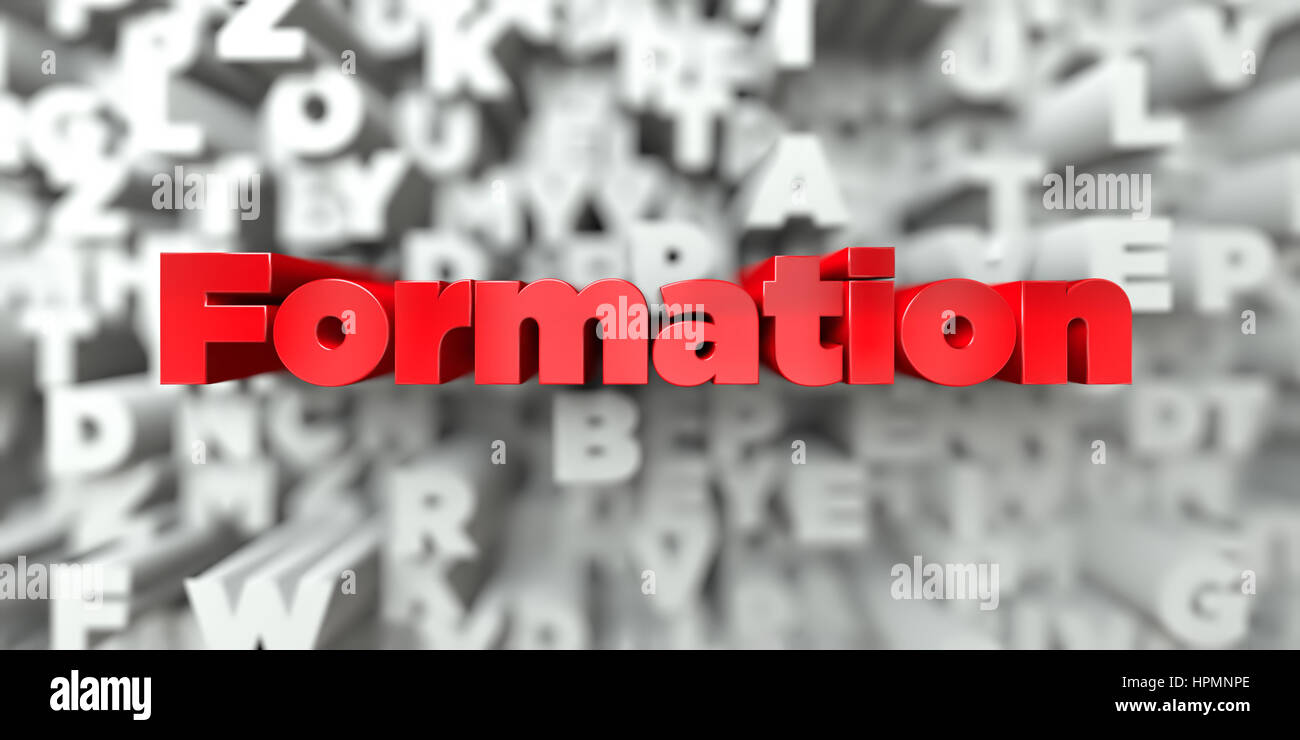 Formation - Red text on typography background - 3D rendered royalty ...