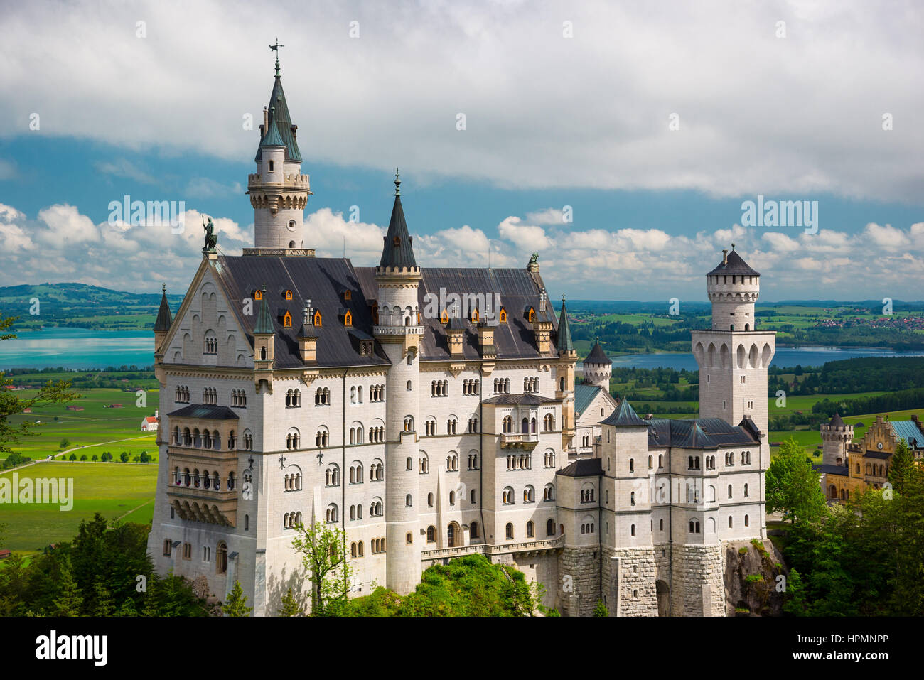 Famous fairy tale Castle in Bavaria, Neuschwanstein, Germany, panoramic ...