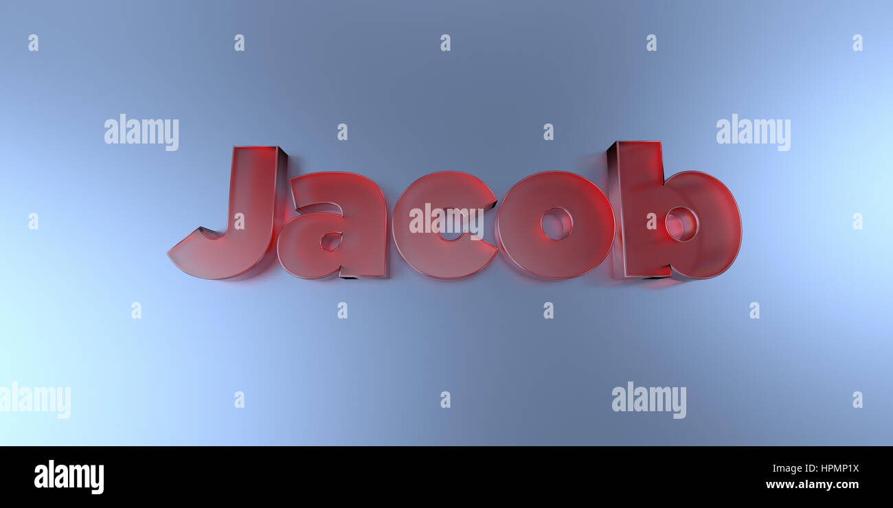 Jacob - colorful glass text on vibrant background - 3D rendered royalty ...