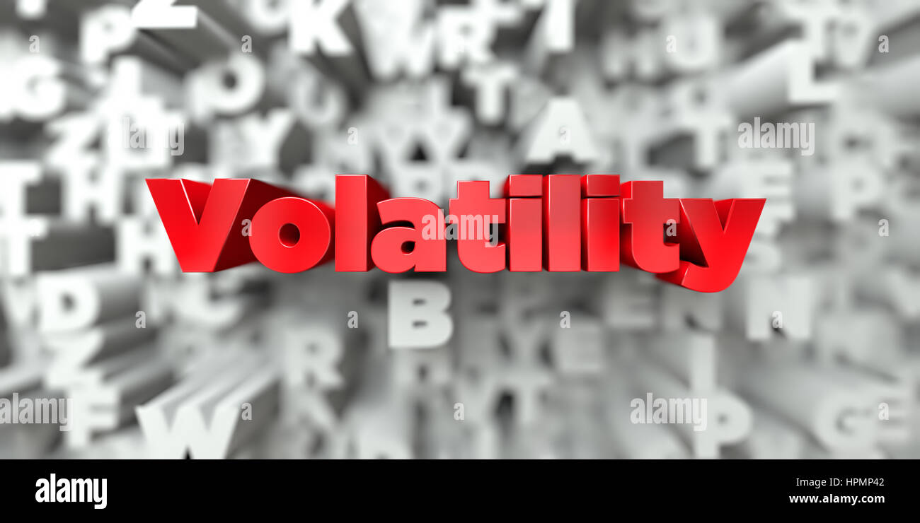 Volatility - Red text on typography background - 3D rendered royalty ...