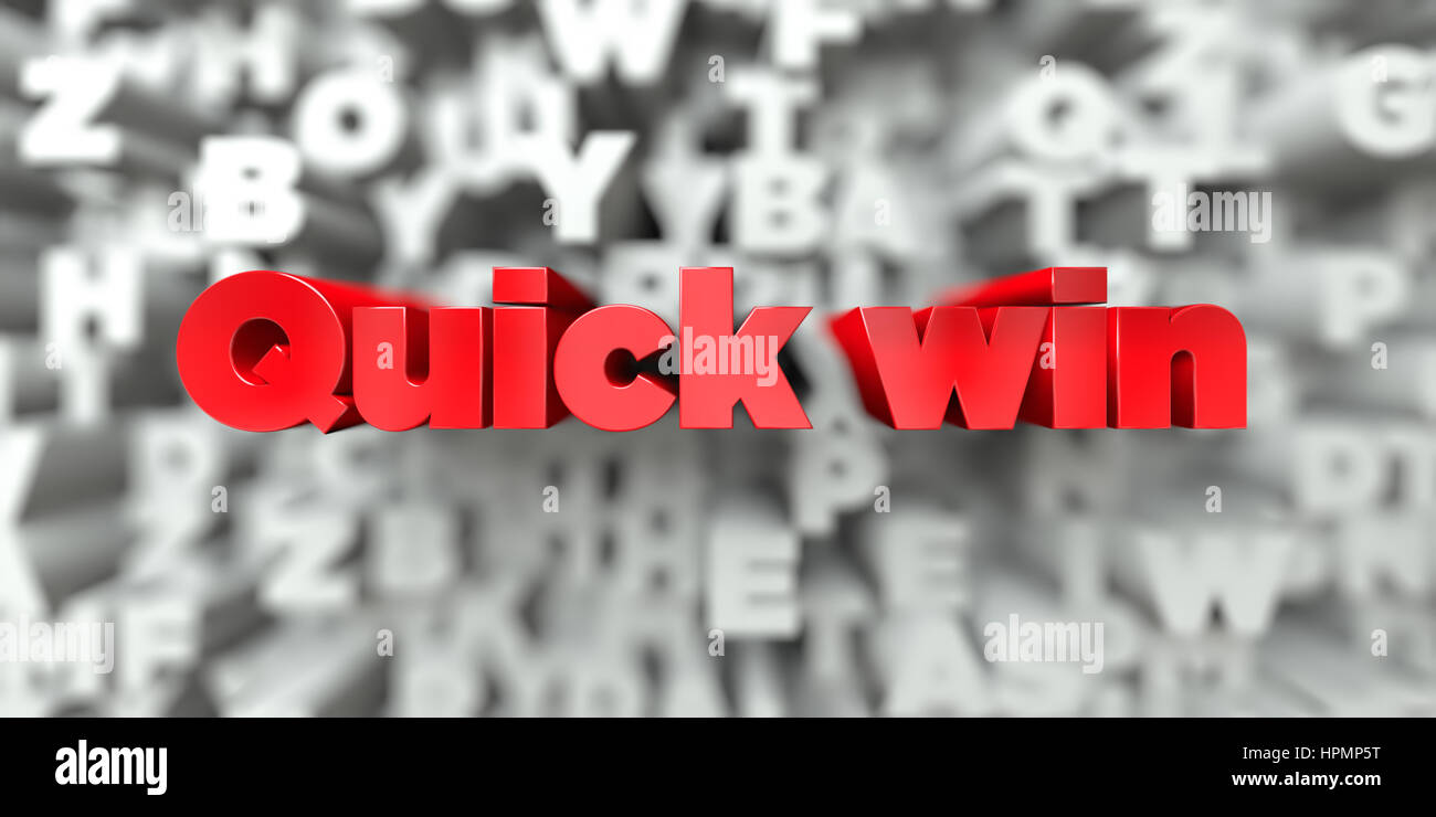 Quick win - Red text on typography background - 3D rendered royalty ...