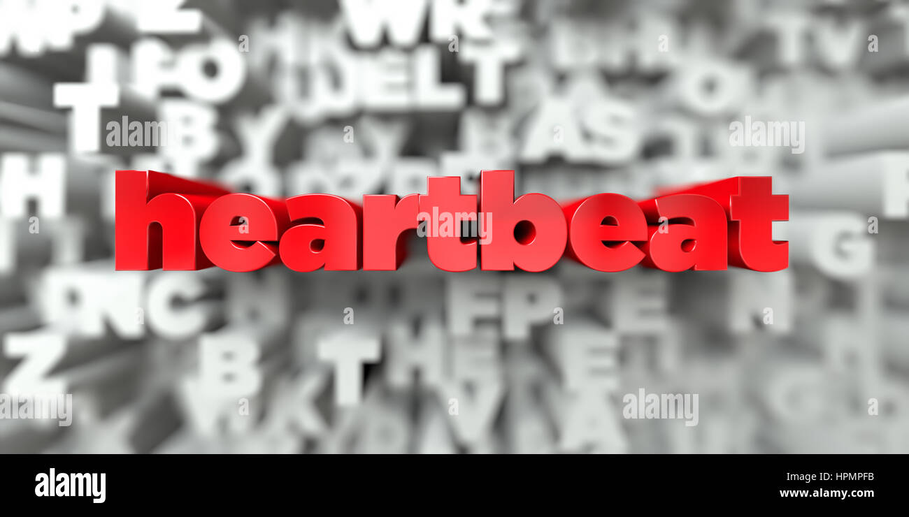 heartbeat - Red text on typography background - 3D rendered royalty ...