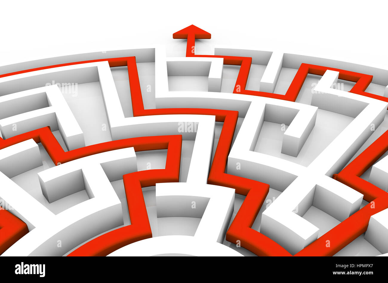 success concept: green arrow path showing a maze exit Stock Photo - Alamy