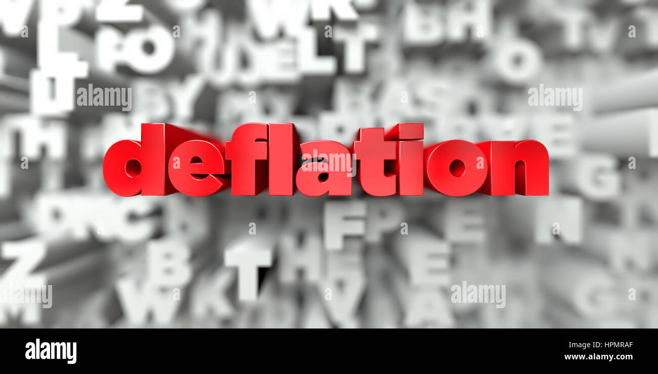 deflation - Red text on typography background - 3D rendered royalty ...
