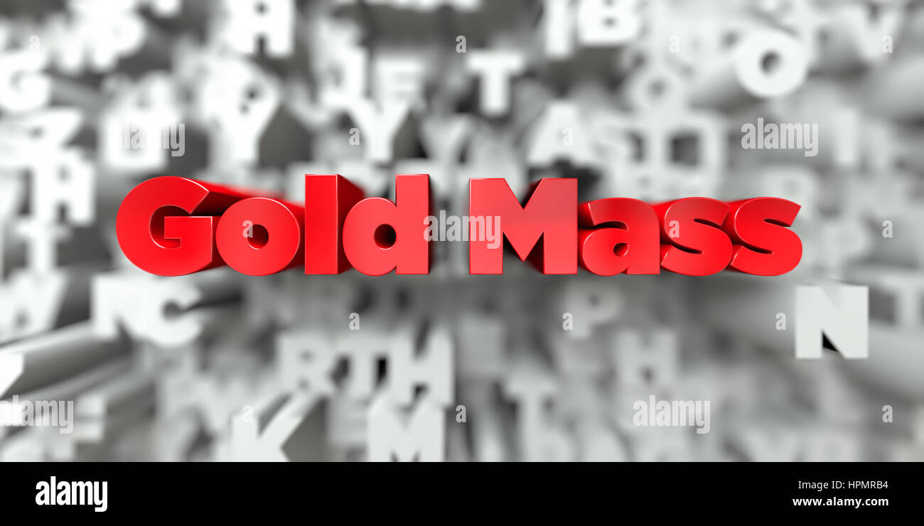 Gold Mass - Red text on typography background - 3D rendered royalty ...