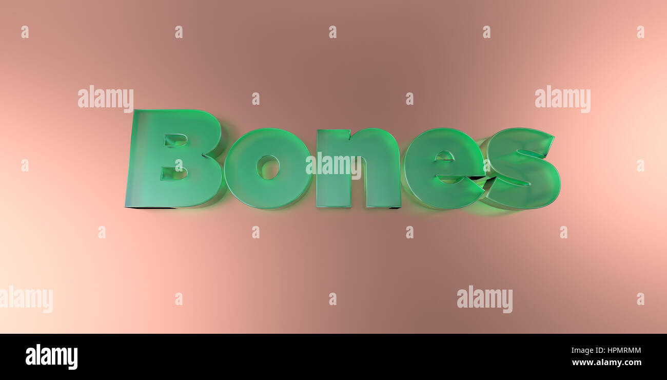 Bones - colorful glass text on vibrant background - 3D rendered royalty ...