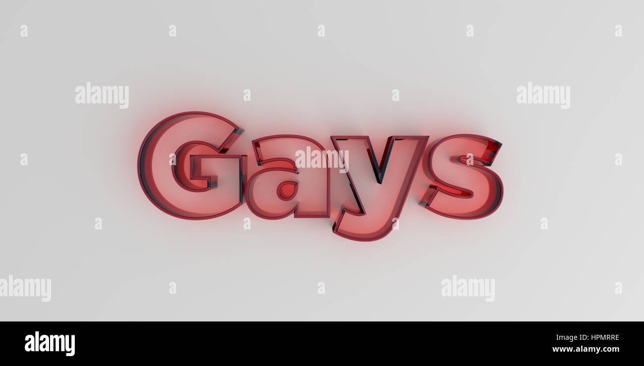 Gays - Red glass text on white background - 3D rendered royalty free ...