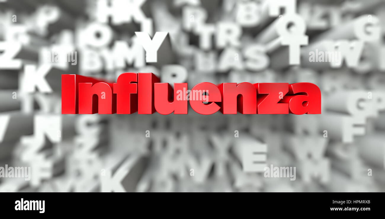Influenza - Red text on typography background - 3D rendered royalty ...