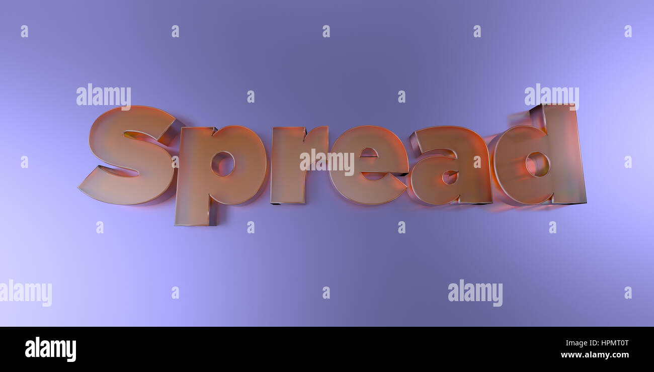 Spread - colorful glass text on vibrant background - 3D rendered ...