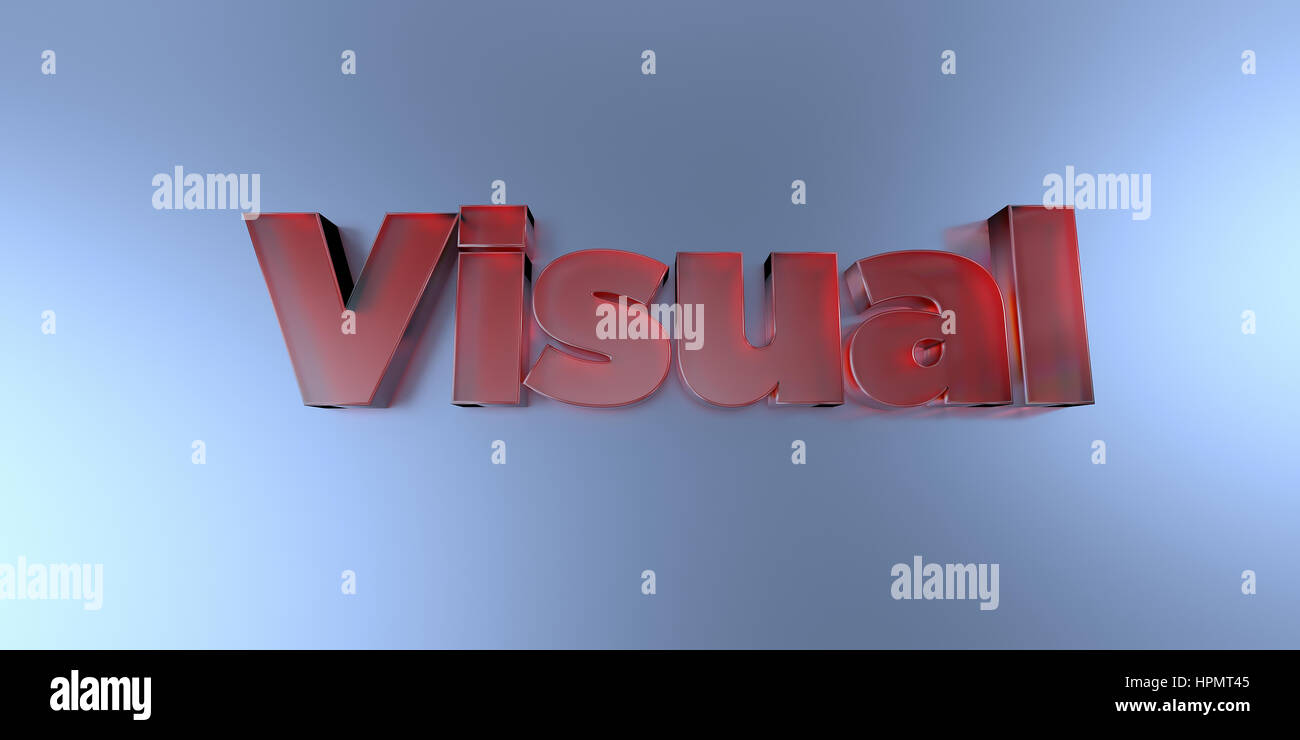 Visual - colorful glass text on vibrant background - 3D rendered ...