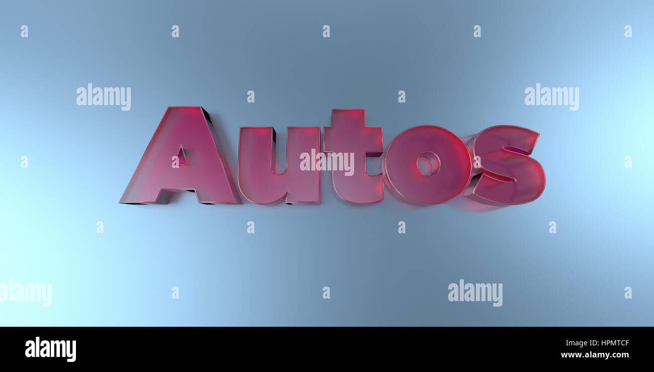 Autos - colorful glass text on vibrant background - 3D rendered royalty ...