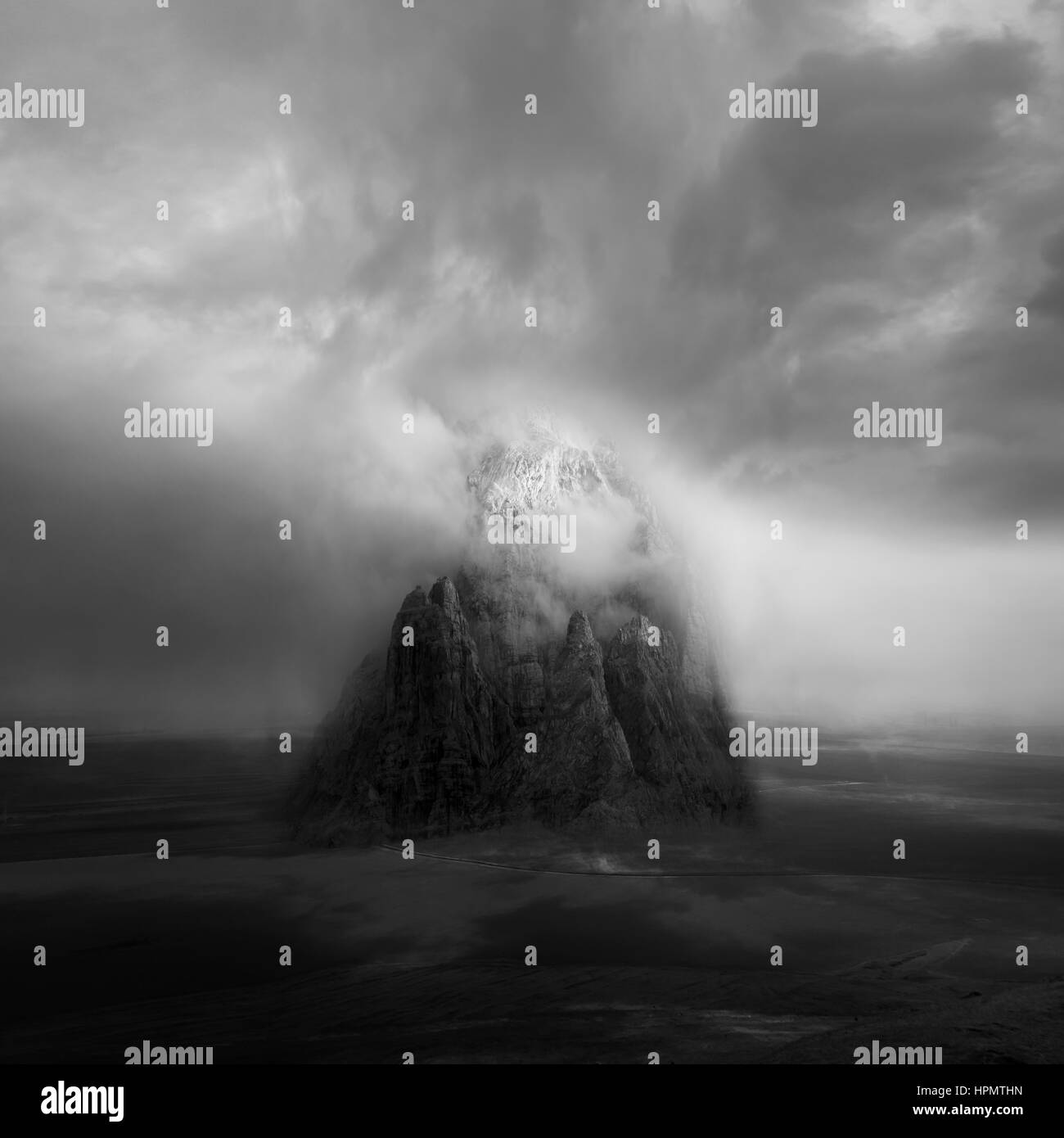 Spectacular mountains in the fog. Fairy tale land Stock Photo - Alamy
