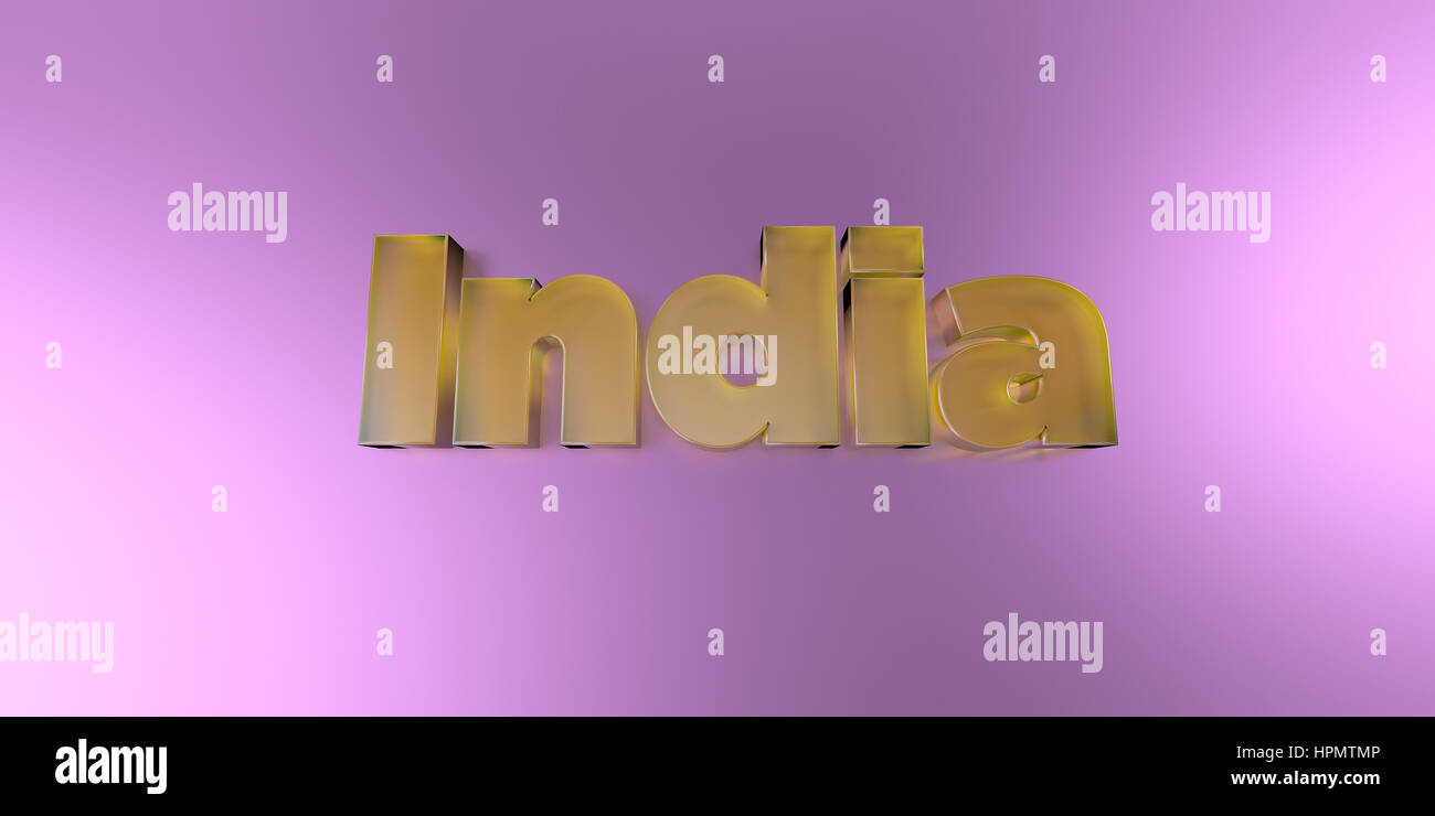 India - colorful glass text on vibrant background - 3D rendered royalty ...