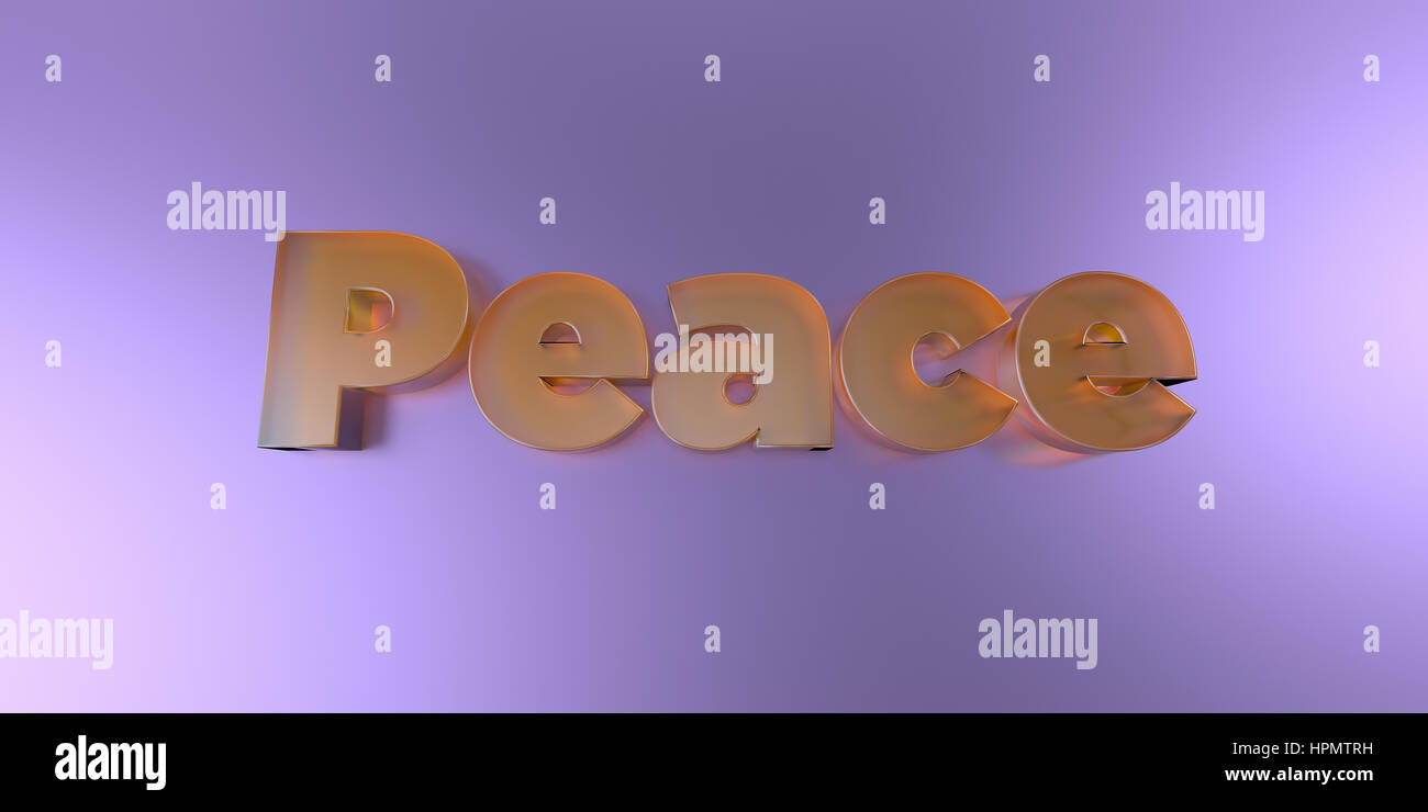 Peace - colorful glass text on vibrant background - 3D rendered royalty ...