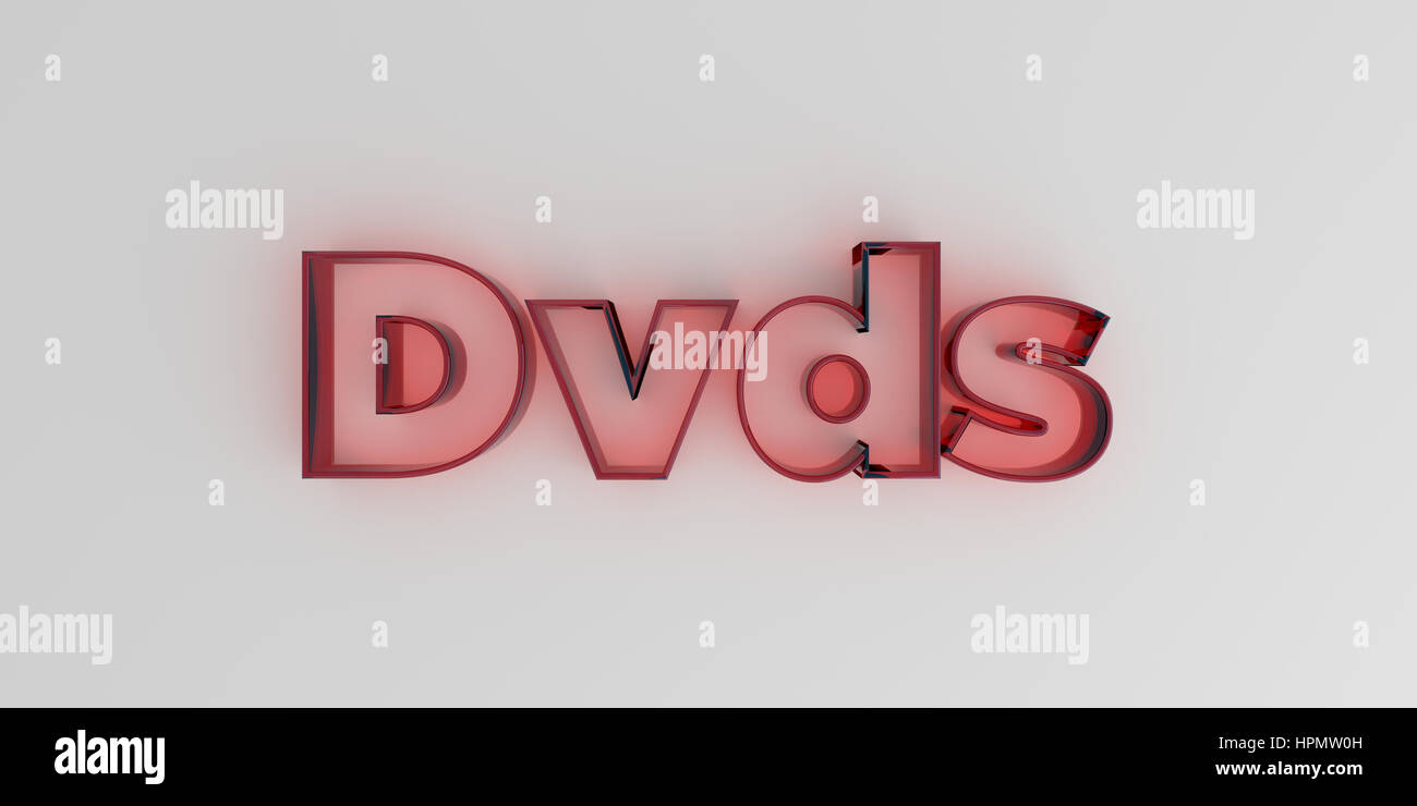 Dvds - Red glass text on white background - 3D rendered royalty free ...