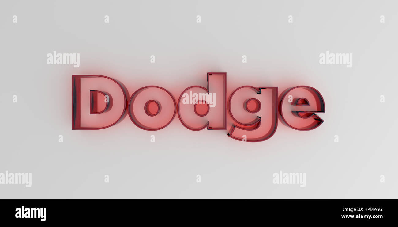 Dodge - Red glass text on white background - 3D rendered royalty free ...