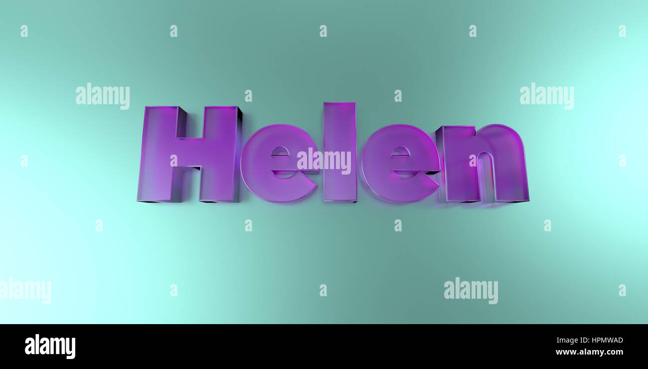 Helen - colorful glass text on vibrant background - 3D rendered royalty ...