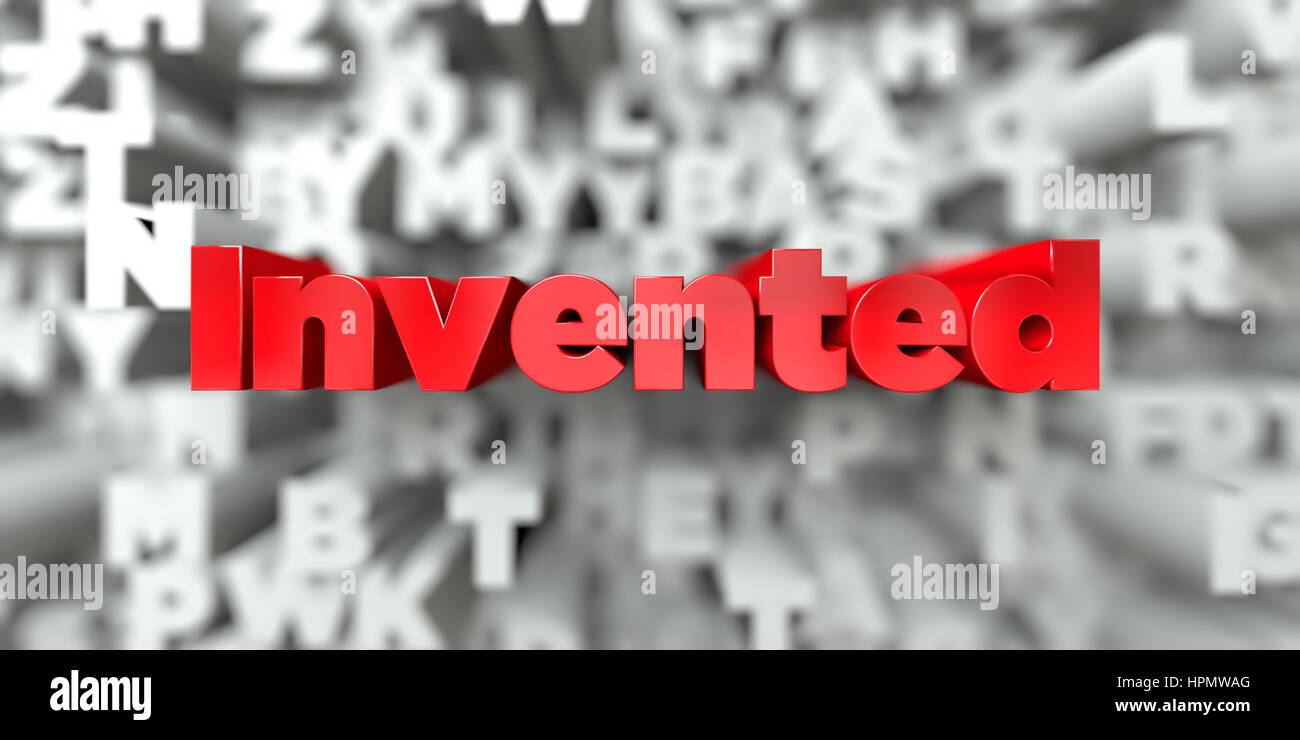 Invented - Red text on typography background - 3D rendered royalty free ...