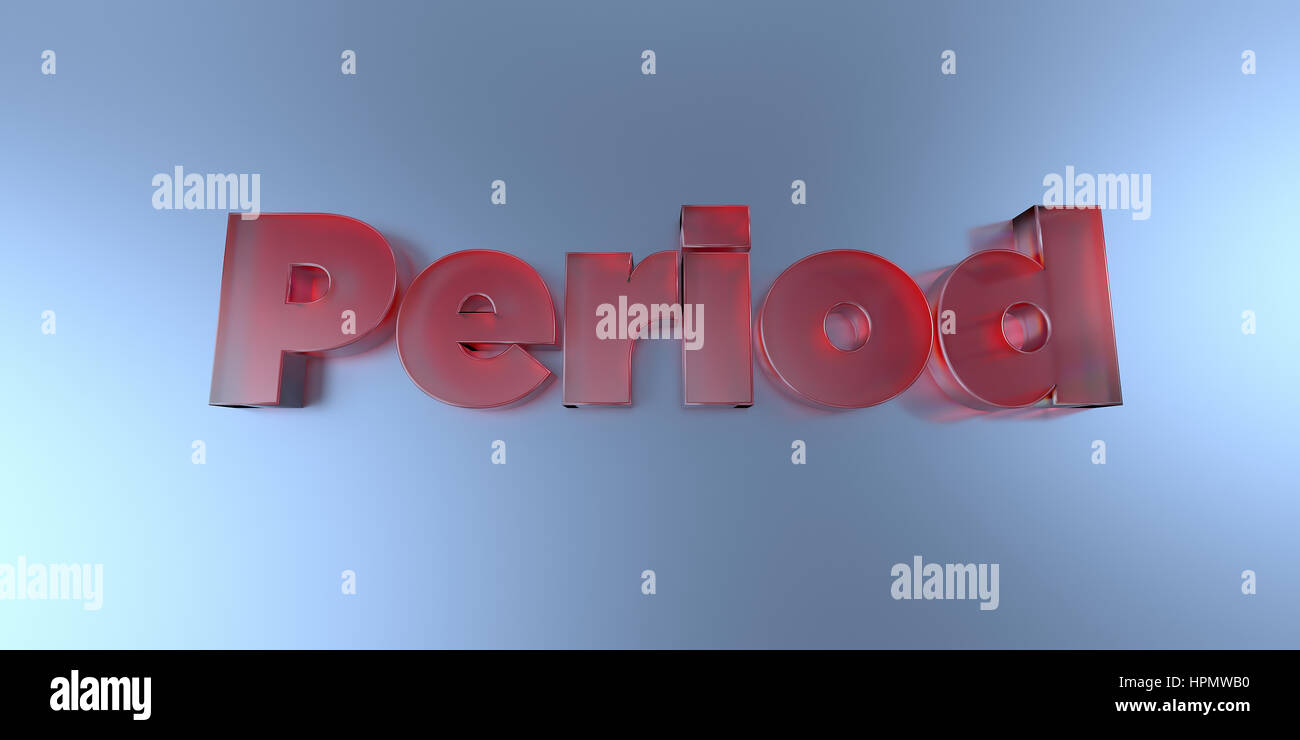Period - colorful glass text on vibrant background - 3D rendered ...