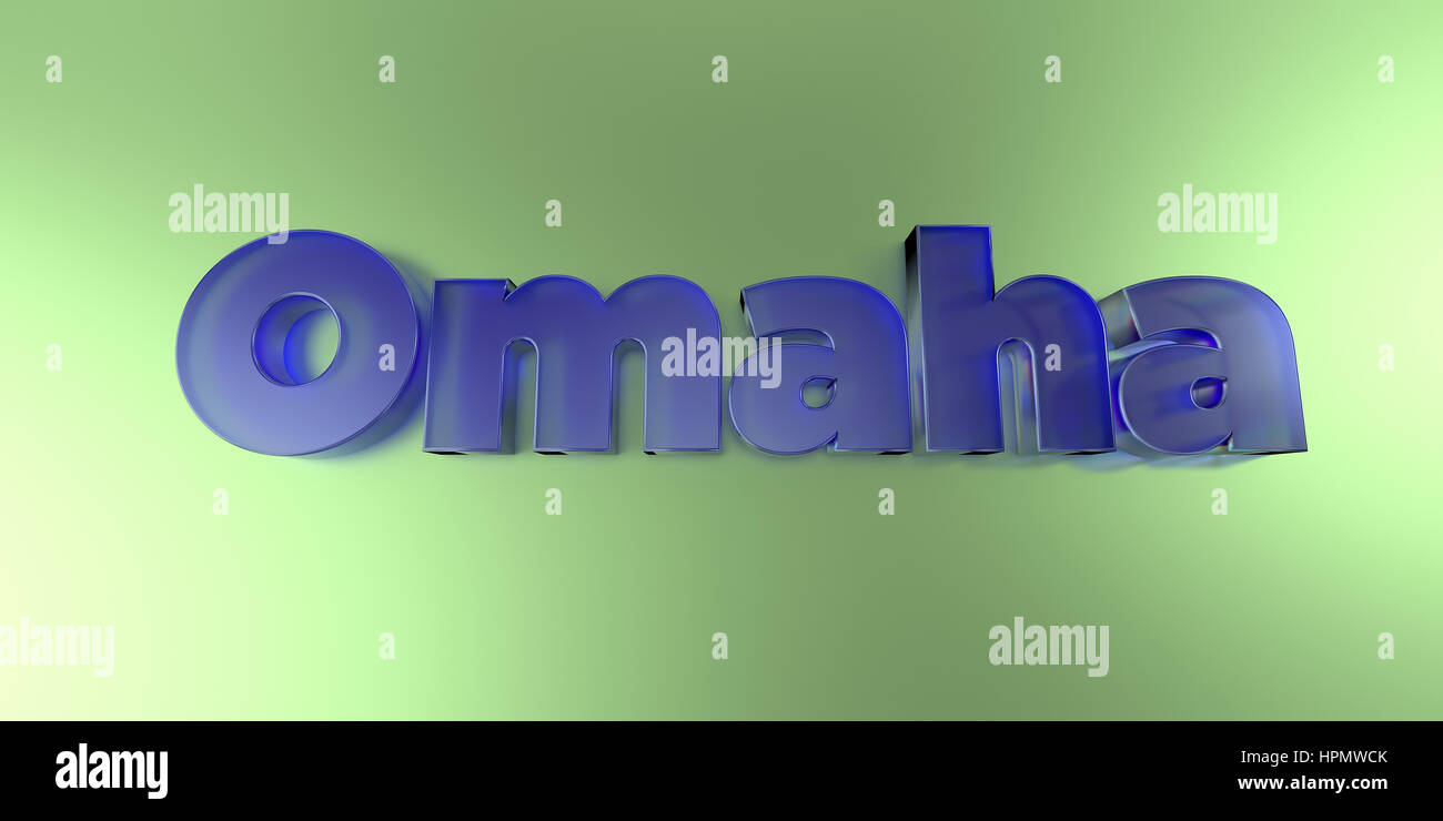 Omaha - colorful glass text on vibrant background - 3D rendered royalty ...