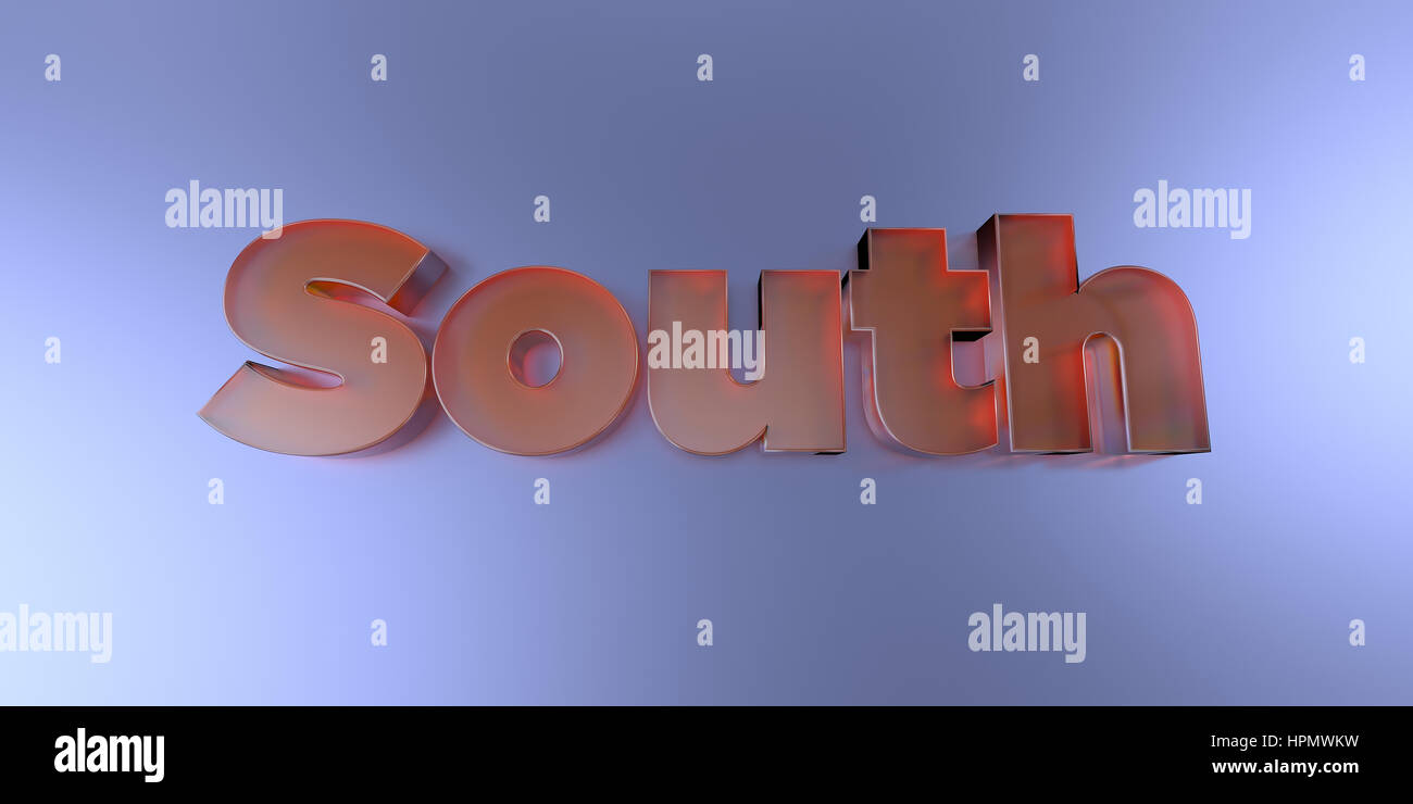 South - colorful glass text on vibrant background - 3D rendered royalty ...
