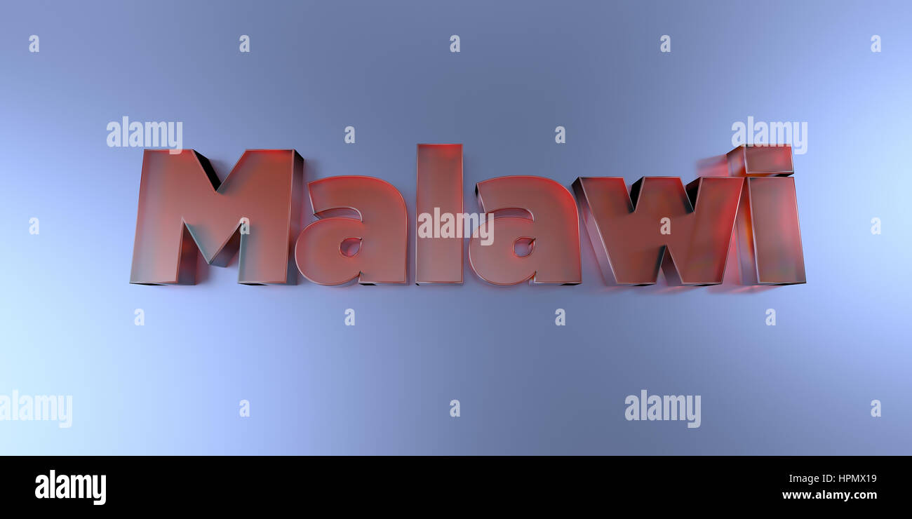 Malawi - colorful glass text on vibrant background - 3D rendered ...