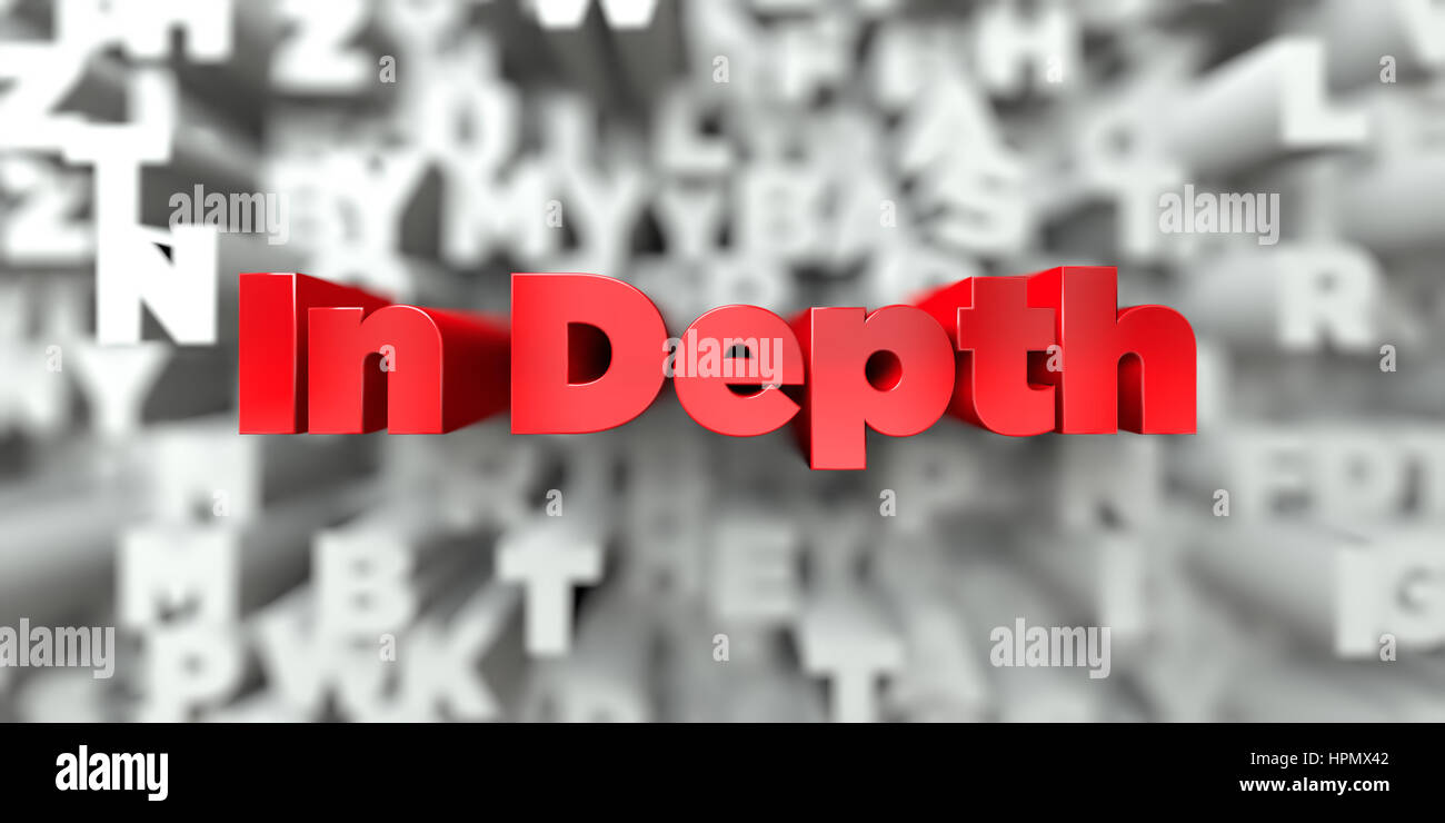In Depth - Red text on typography background - 3D rendered royalty free ...