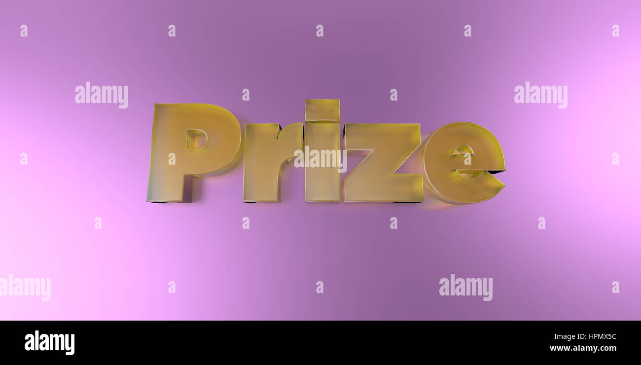 Prize - colorful glass text on vibrant background - 3D rendered royalty ...