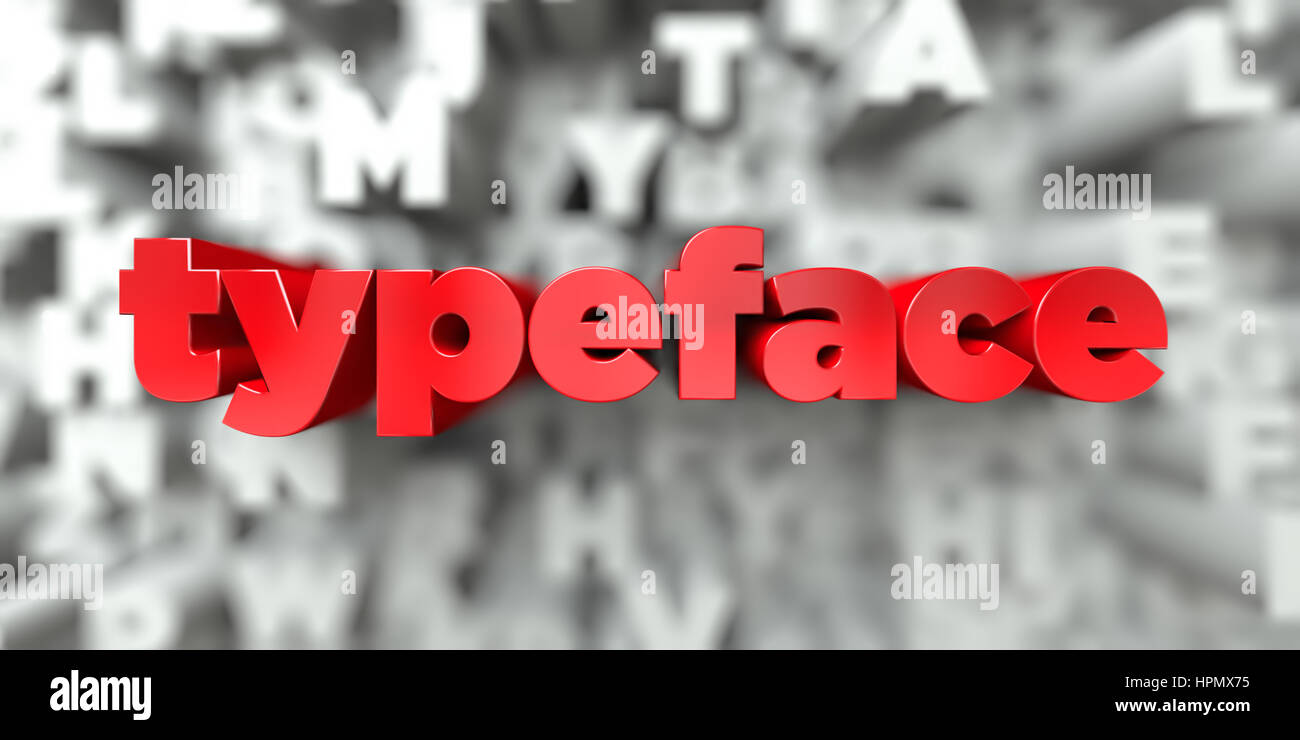 typeface - Red text on typography background - 3D rendered royalty free ...