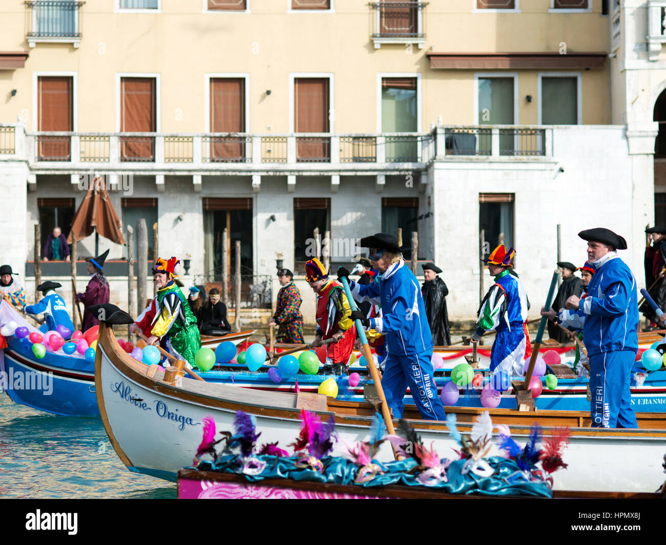 Opening parade of Venice Carnival 2017, on Canal Grande Stock Photo - Alamy