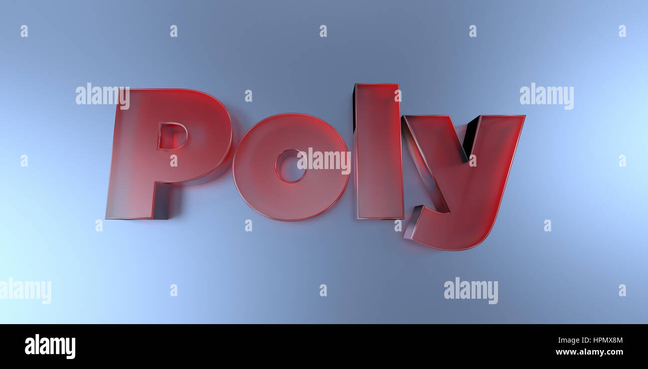 Poly - colorful glass text on vibrant background - 3D rendered royalty ...