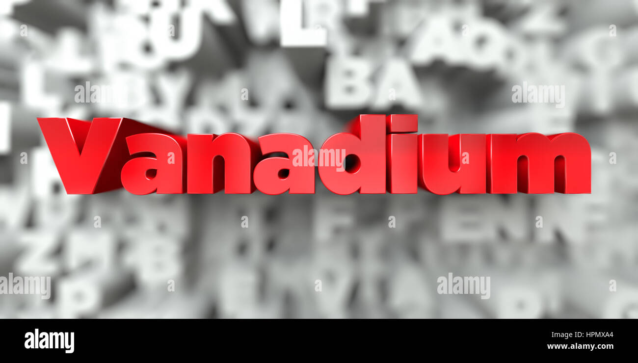 Vanadium - Red text on typography background - 3D rendered royalty free ...