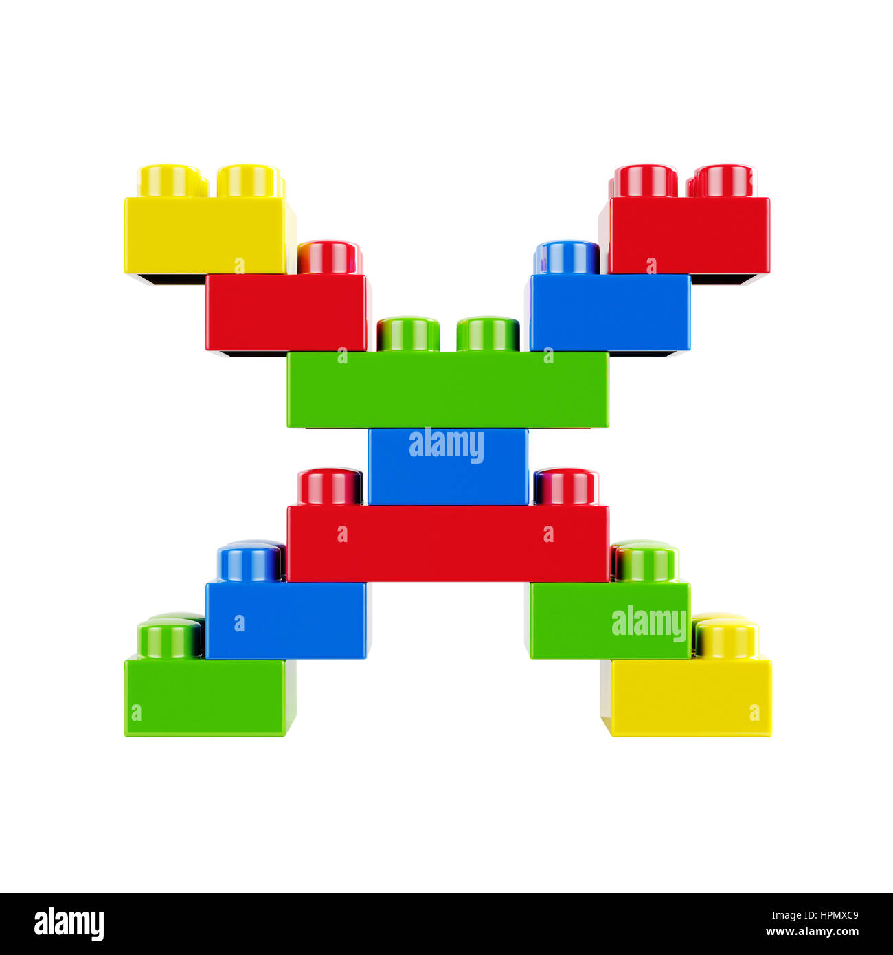 Letter X plastic font alphabet character made of toy construction brick ...