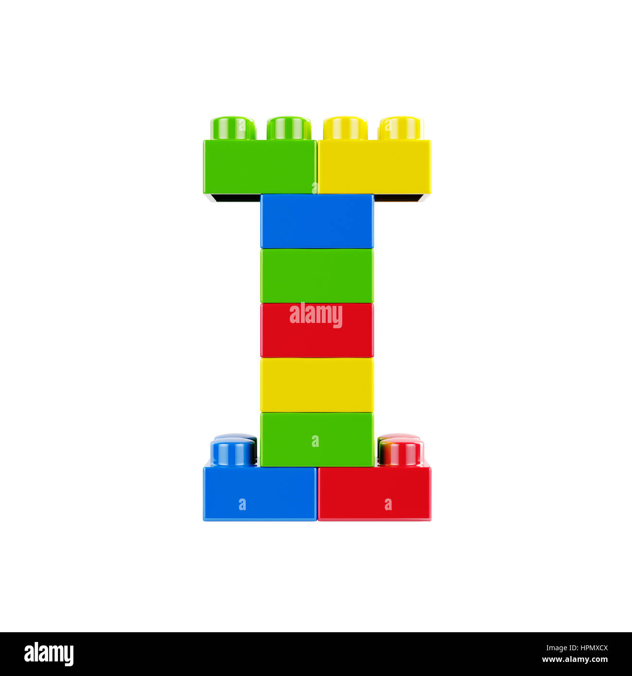 Letter I plastic font alphabet character made of toy construction brick ...