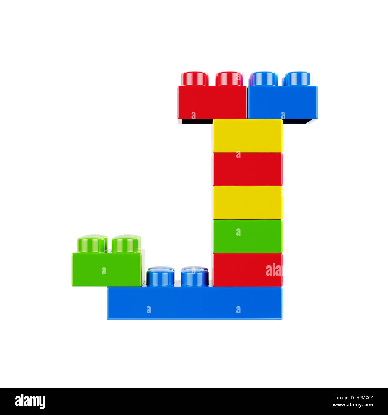 Letter J plastic font alphabet character made of toy construction brick ...