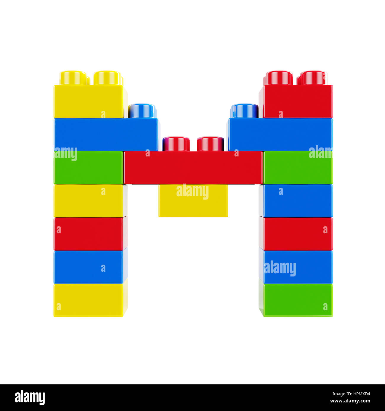 Letter M plastic font alphabet character made of toy construction brick ...